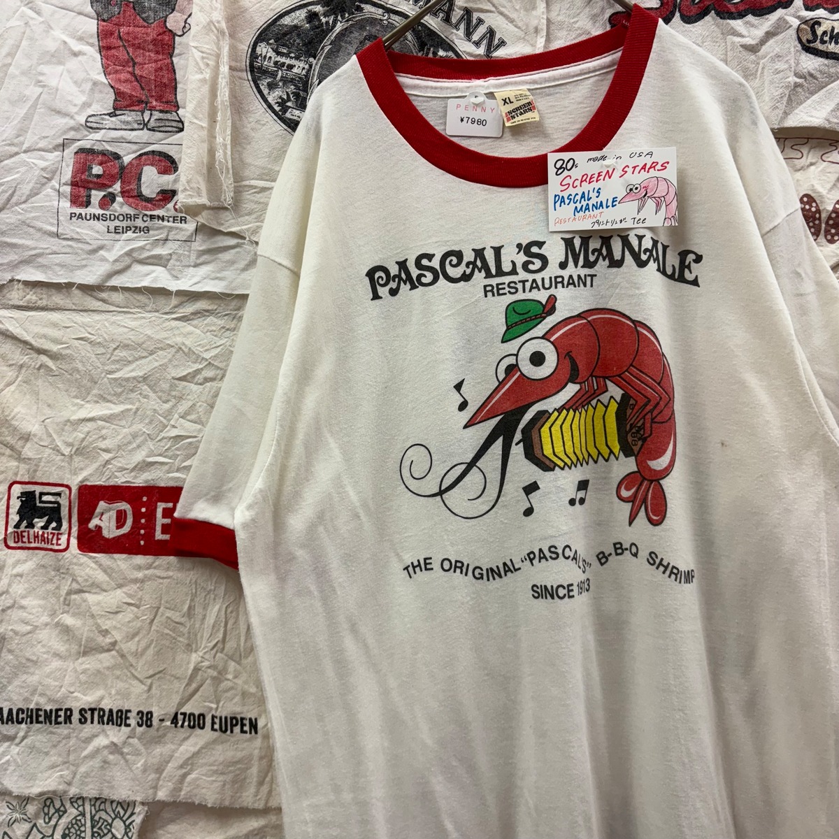 80s 米製 PASCAL'S MANALE RESTAURANT プリントリンガーTee | 古着屋PENNY
