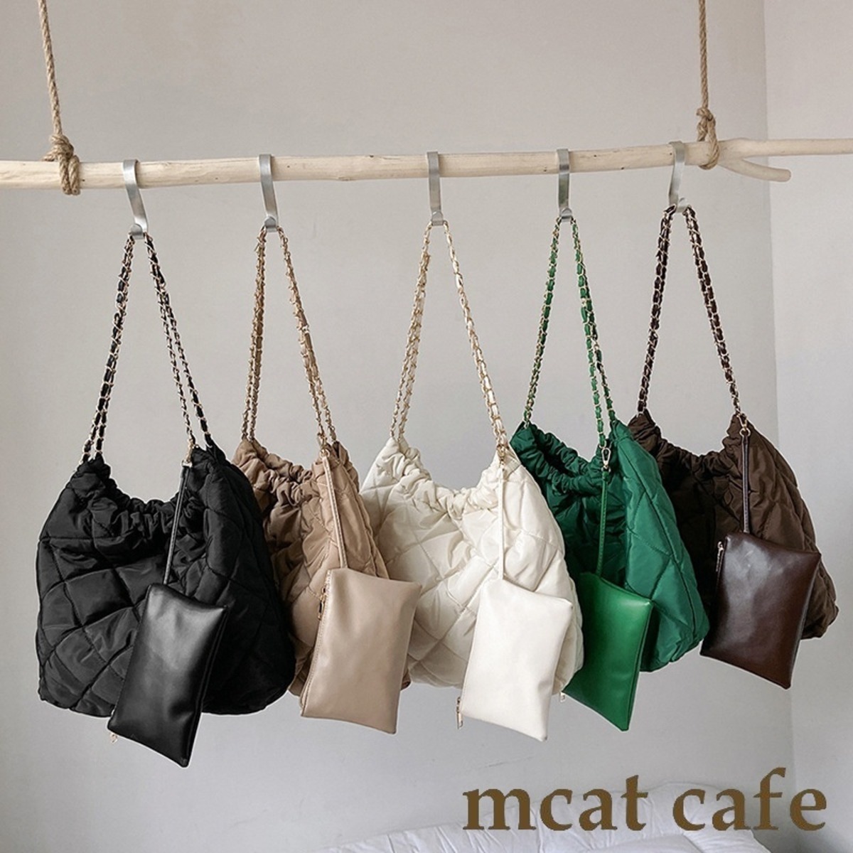 マルチポーチ付き キルティング チェーンショルダーバッグ | mcat cafe