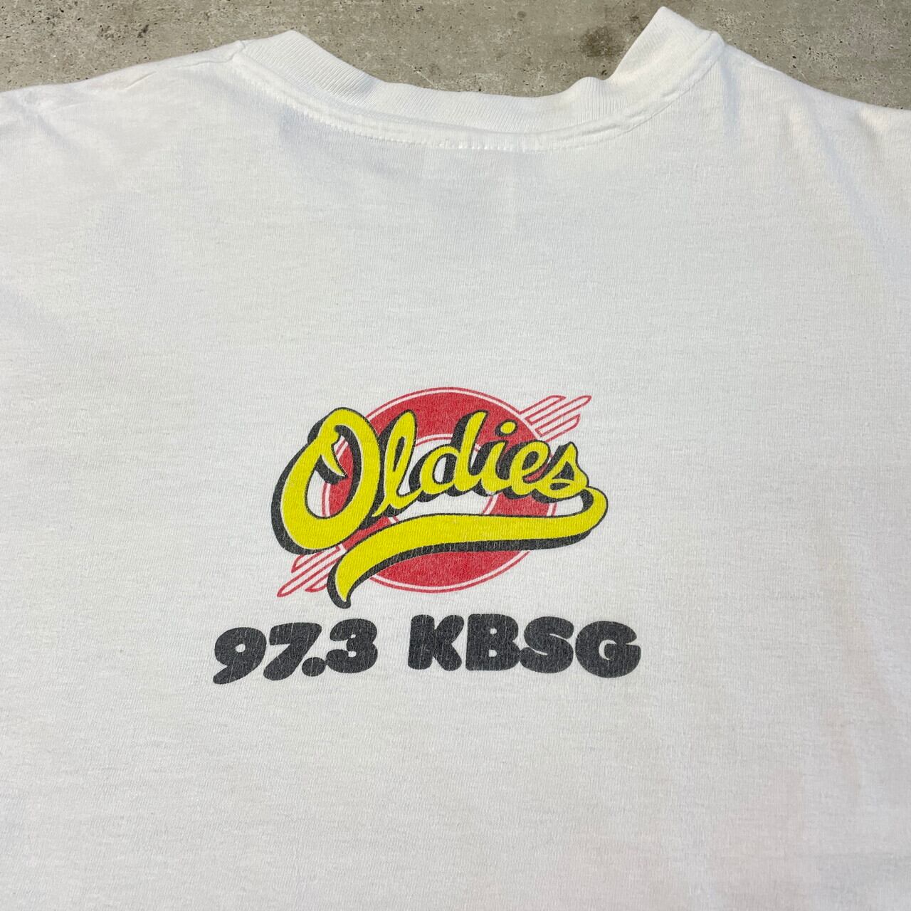 90年代 USA製 OLDIES 97.3 KBSG ラジオ局 アドバタイジング 両面プリントTシャツ メンズXL 古着 90s ヴィンテージ ビンテージ シングルステッチ 企業ロゴ バック ...