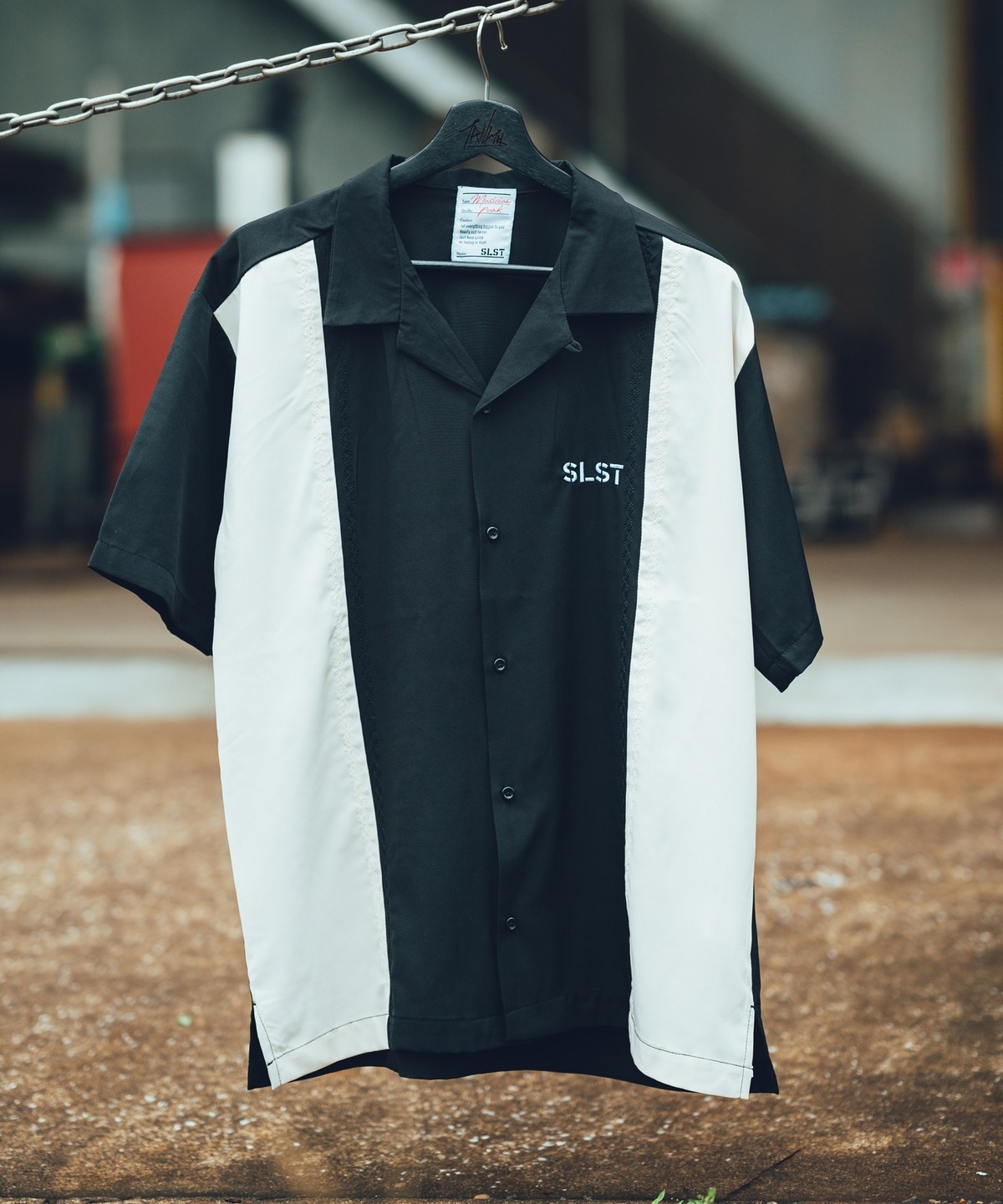 soliste / SLST Bicolor Stitching Open Collar Shirts - BLACK | WORKAHOLIC
