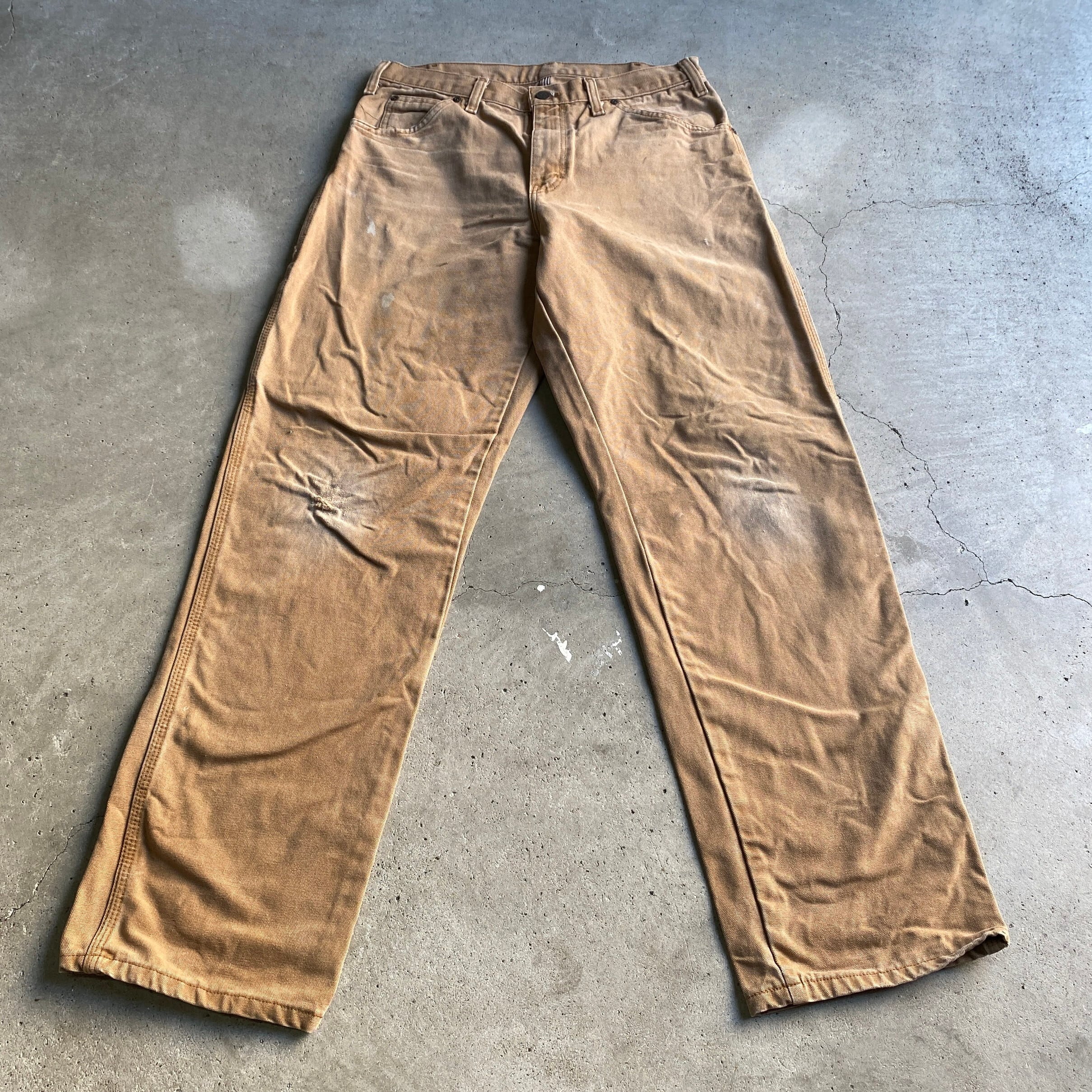 Dickies ディッキーズ ダック地ワークパンツ ペインターパンツ メンズW32相当 古着 ブラウン 茶色 【ロングパンツ】【CS2212 ...