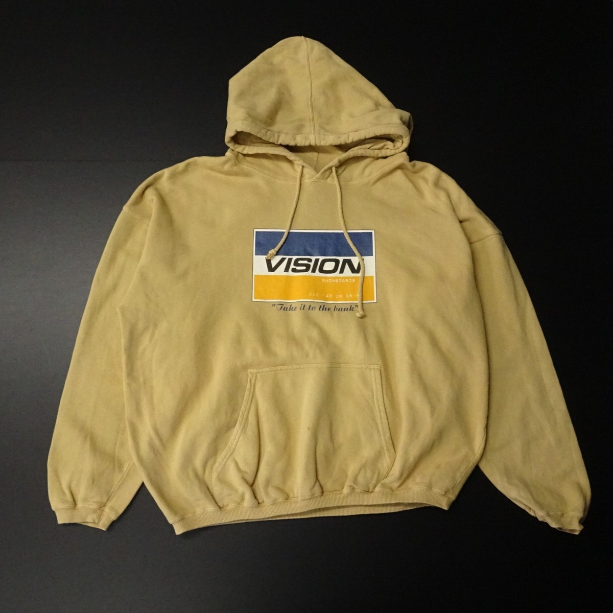 90s Old VISIONヴィジョン 長袖パーカー SNOWBOARDS 希少 90年代 イエローベージュ | 古着屋 0413