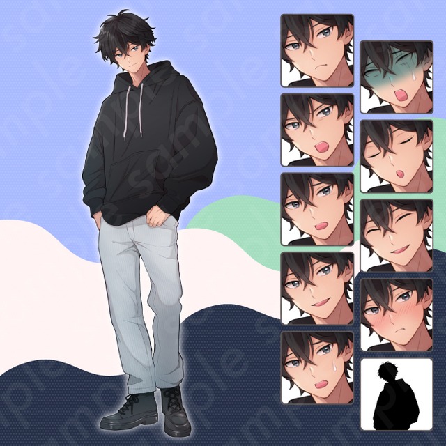 【立ち絵素材3人セット】私服姿などの10代〜20代・男性女性キャラクターイラストセットB・高校生・大学生・全身表情10種＋α | POMPACK