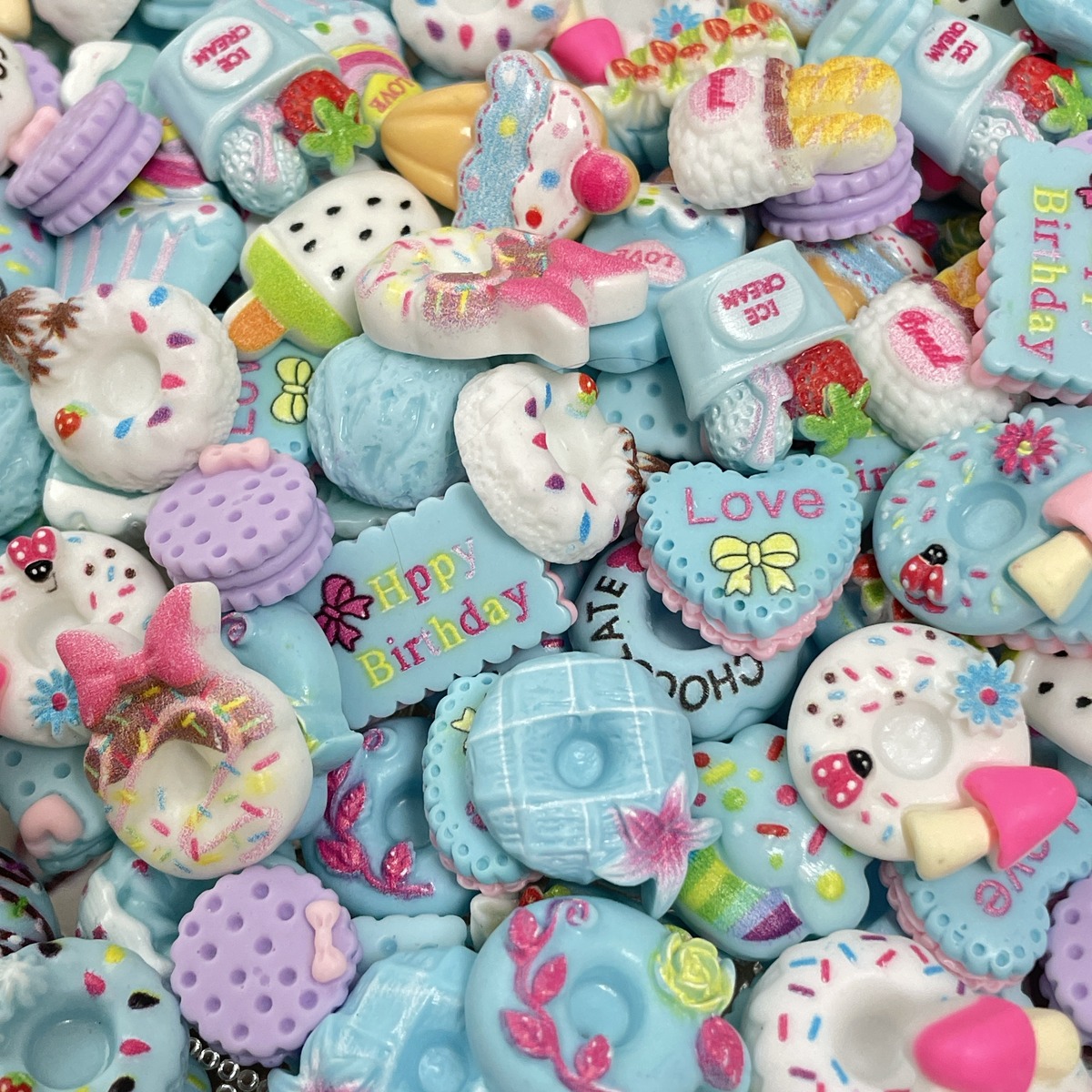 スィーツミックス デコパーツ ブルー 45個入り 貼り付けパーツ【DP-SW-MIXB】 | アクセサリーパーツショップ・可愛いハンドメイドパーツ通販 | ネムネコ
