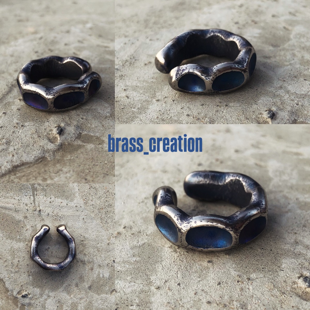 titanium ear cuff “bule hole” イヤーカフ アンティーク調 | brass-Creation