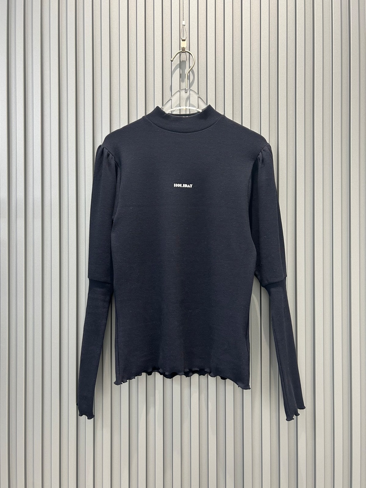 HOLIDAY/Super Rib Puff Middle-Neck Tops(Navy) | 774boutique