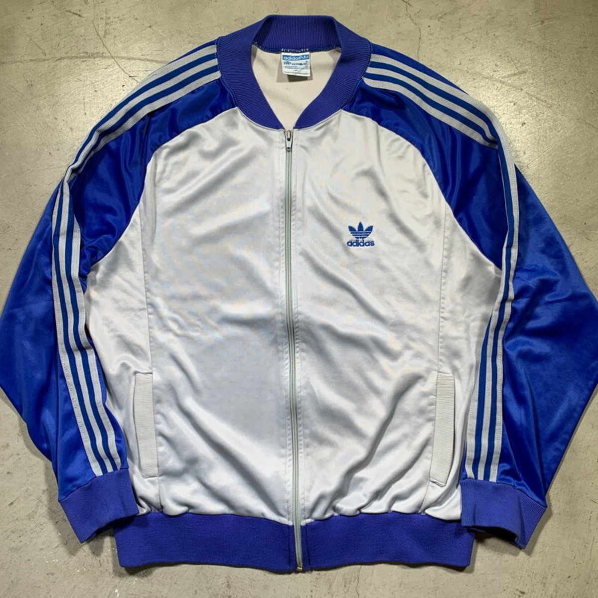 70~80's adidas アディダス ATP KEYROLAN トラックジャージ ブルー×グレー 2トーン テニス USA製 トレフXL ォイル XL 希少 ヴィンテージ BA-1655 ...