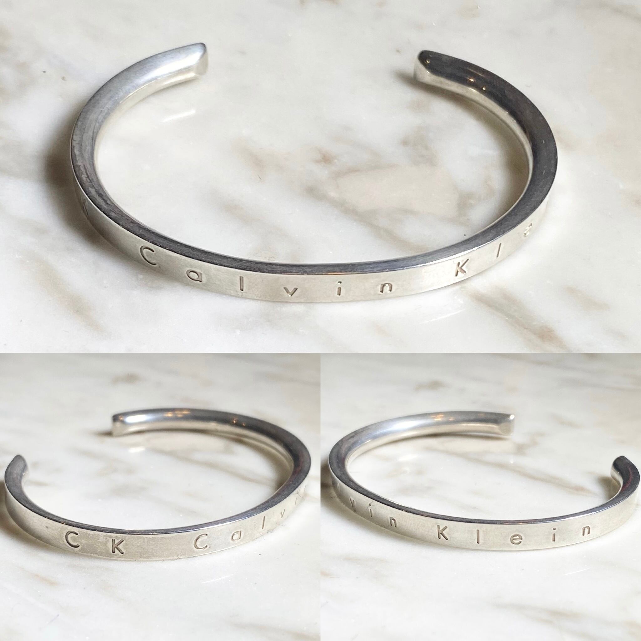 CALVIN KLEIN silver logo bangle for ladies | NOIR ONLINE