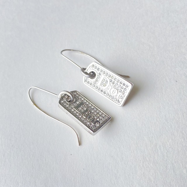 【E5093】Christian Dior logo rhinestone pierce/クリスチャンディオール/ピアス | vintage ...