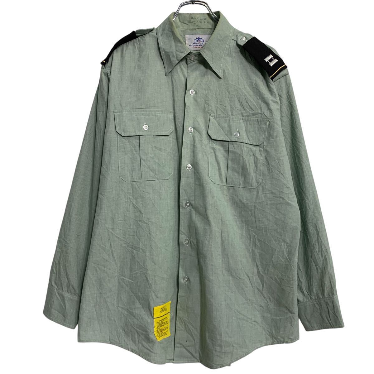 U.S.ARMY 長袖 ワークシャツ 16 L 程 グリーン系 ボタン エポレット 胸ポケット ワークウェア 古着卸 アメリカ仕入 a701 ...