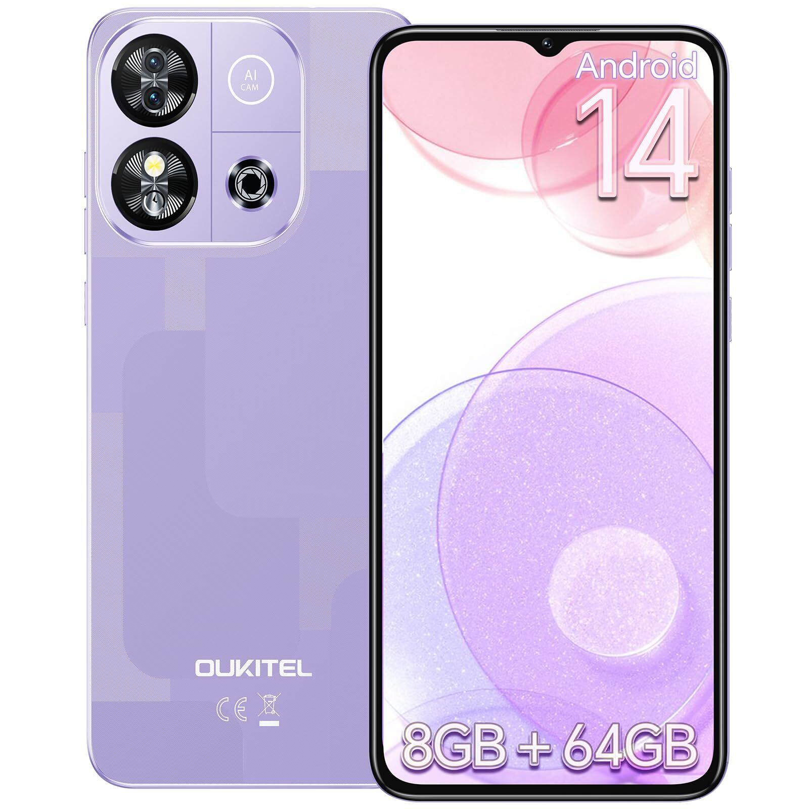 OUKITEL C57S Android 14 SIMフリー スマホ 本体 8GB RAM 64GB ROM 1TB拡張可能 スマホ 本体 6.52インチ HD+ 4300mAh スマート ...