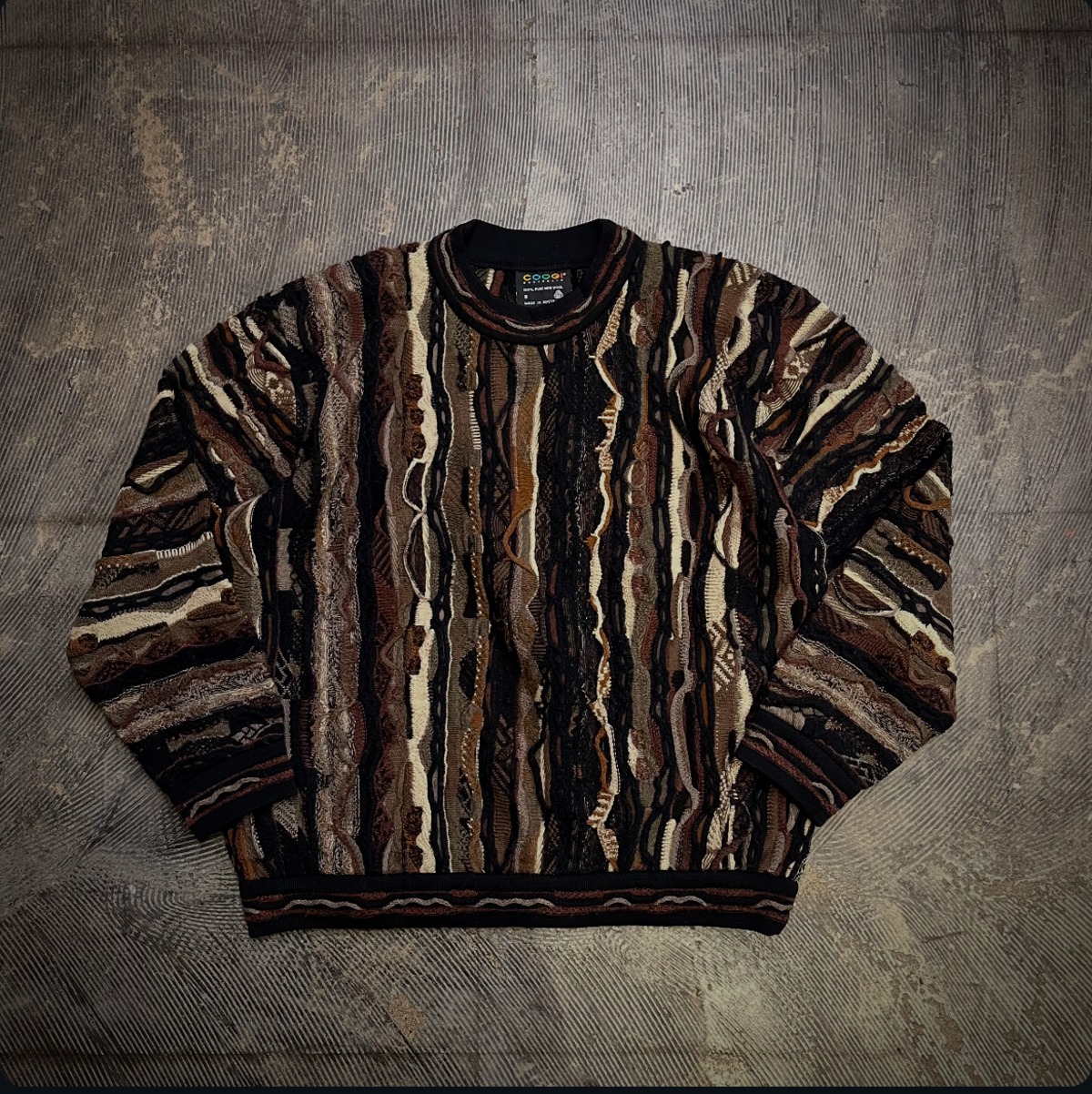 coogi Australia 3Dニット ブラック wool クージー S | Area0411 Clothing Base