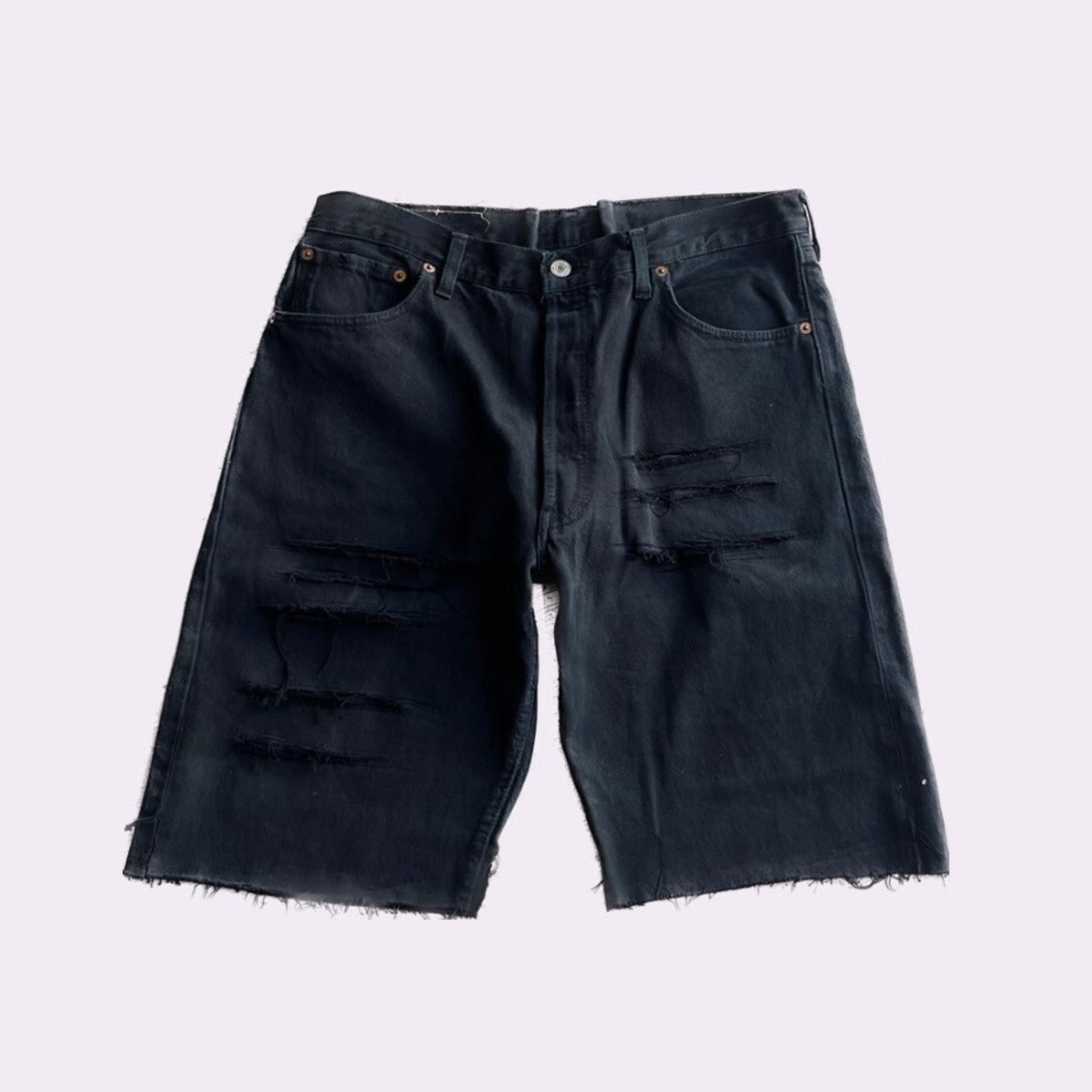 "Levi's" black color damage & cutoff denim shorts | 異言 -igen tokyo