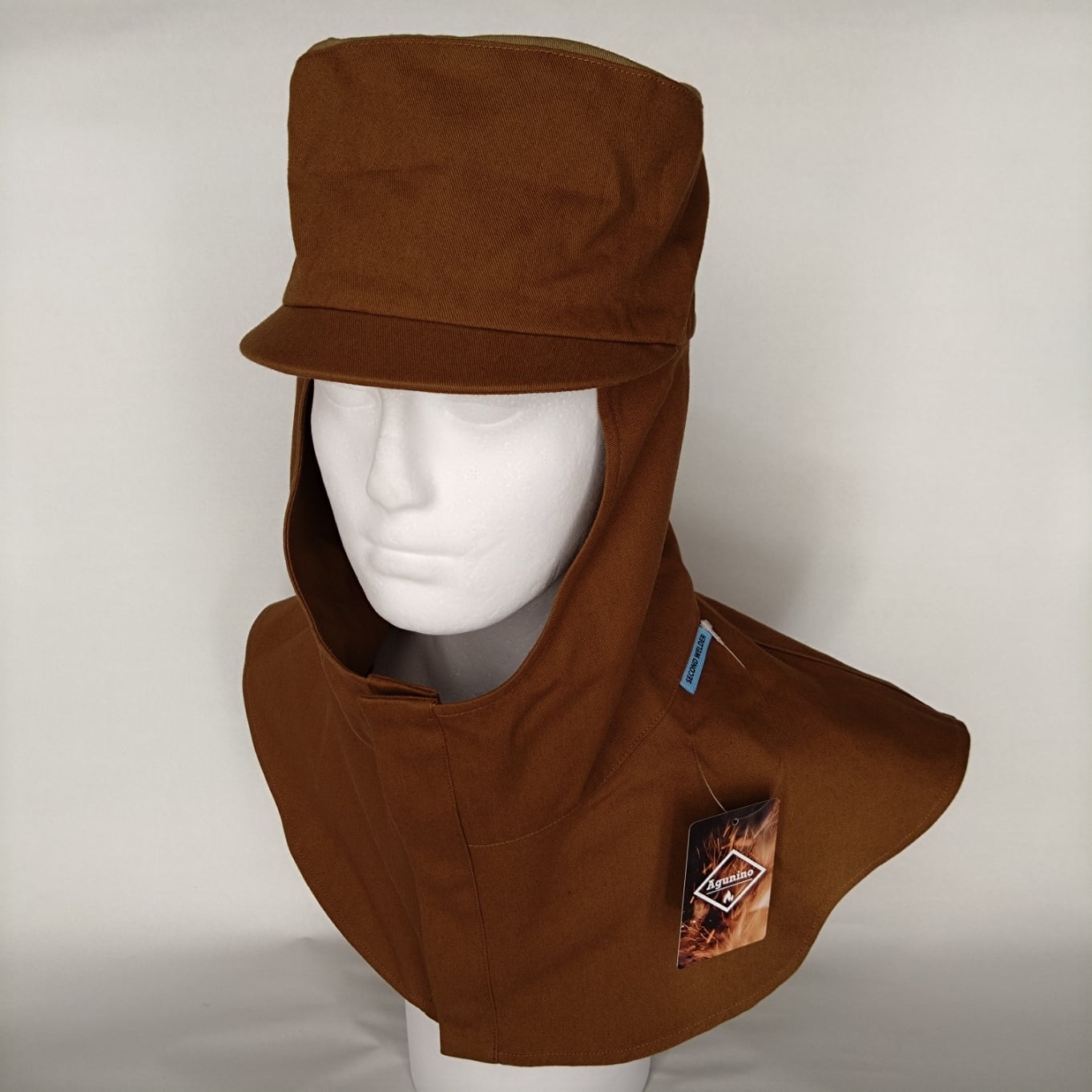 難燃性 溶接頭巾（ツバ有り&鼻帯無し）：濃茶色 | SECOND WELDER