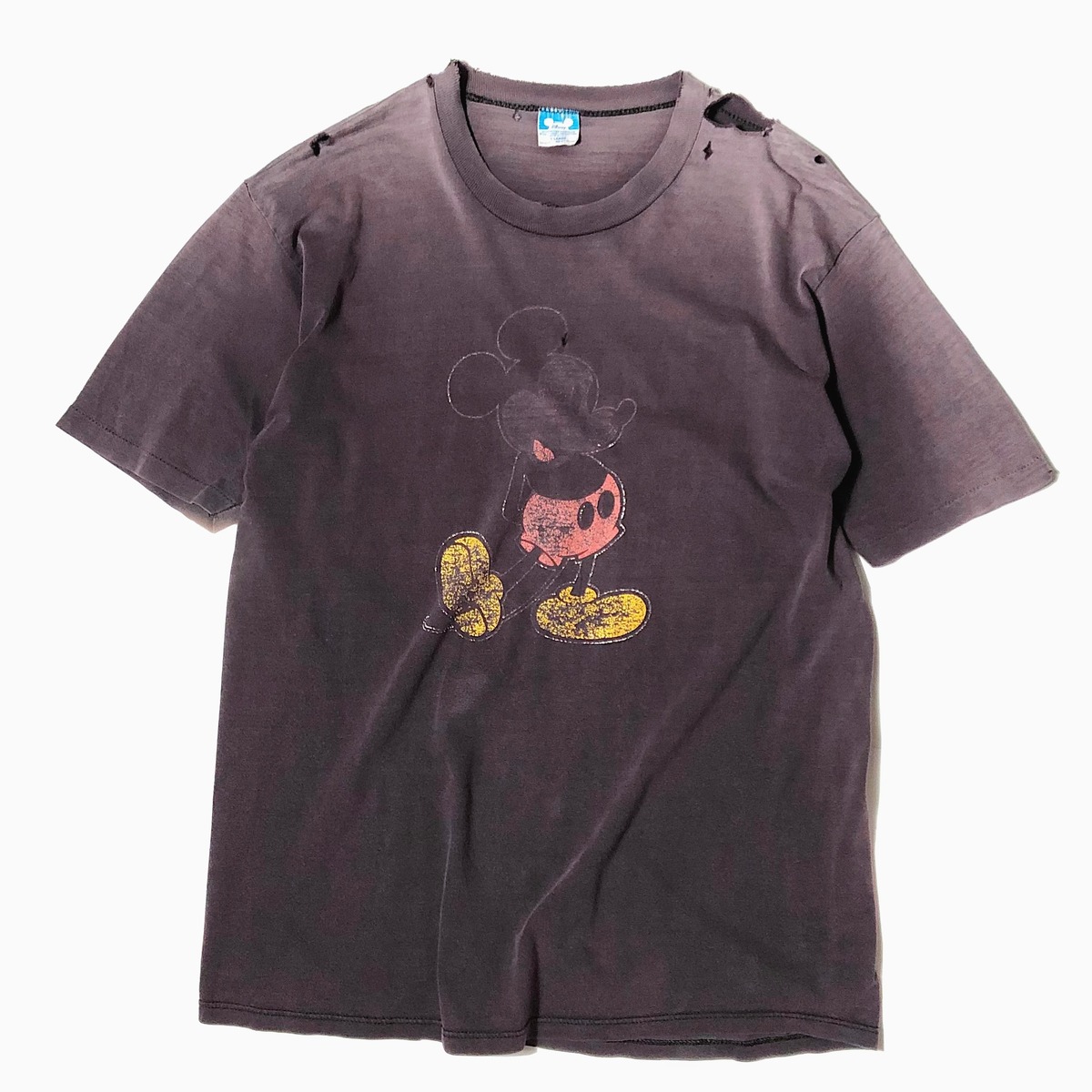 Vintage 80's【Disney】"Mickey Mouse" Grunge T-shirt | Antler