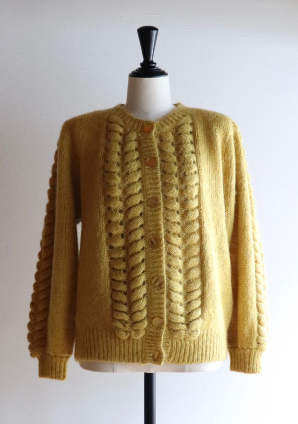 mustard color knit cardigan | meguru vintage