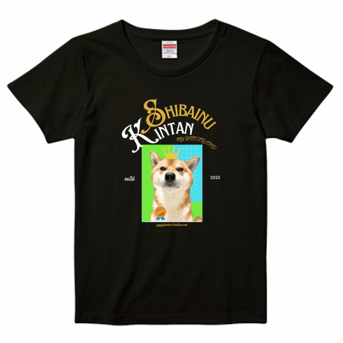柴犬きんたん 反抗期が治るブログ ハイクオリティ Tシャツ シンプルブラック レディース | kinnohako