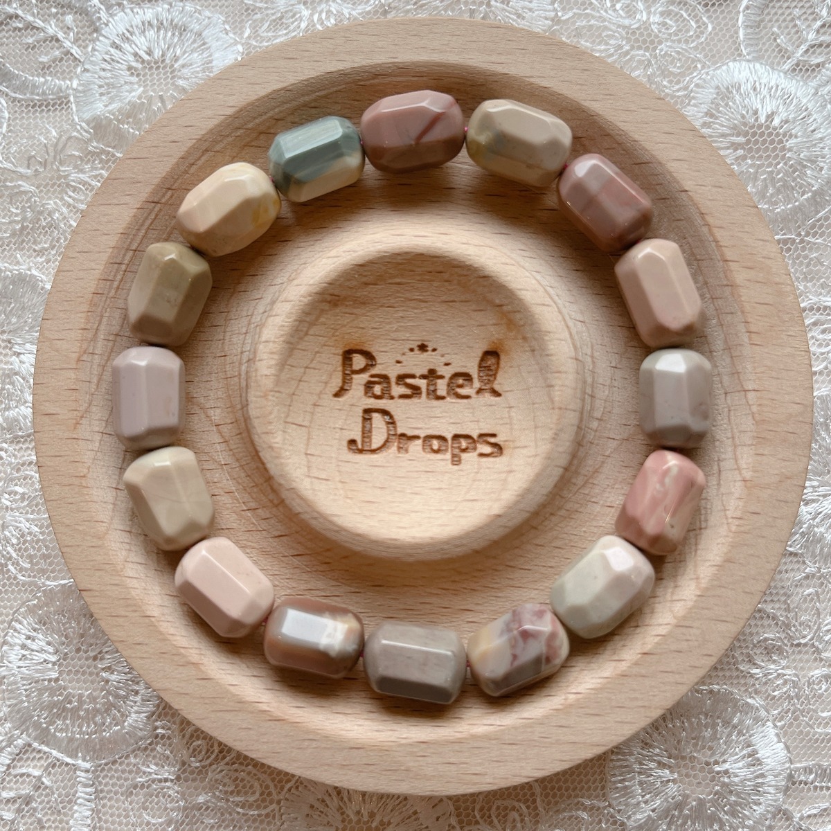 希少★高品質★パステルカラー★アラシャン瑪瑙★カットチューブ★パワーストーン★天然石★シンプルブレスレット | Pastel Drops