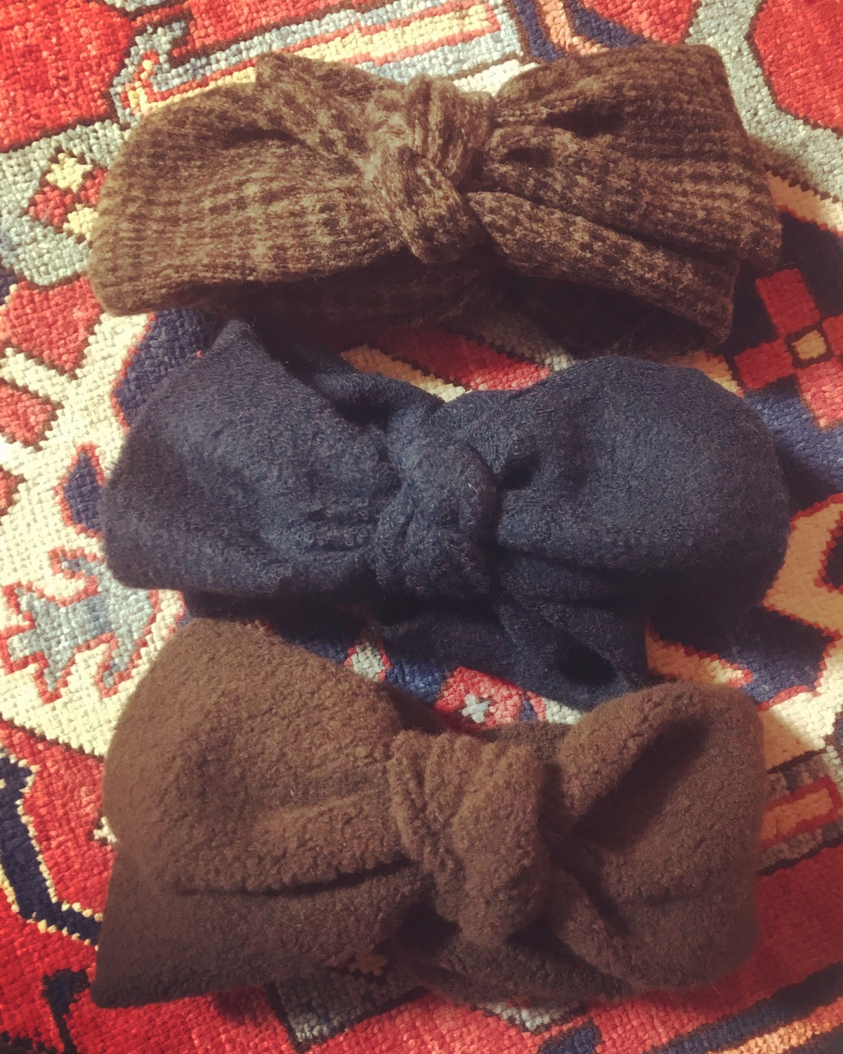 magic turban fluffy (checked ⁑ navy ⁑ brown) | sunshine art works