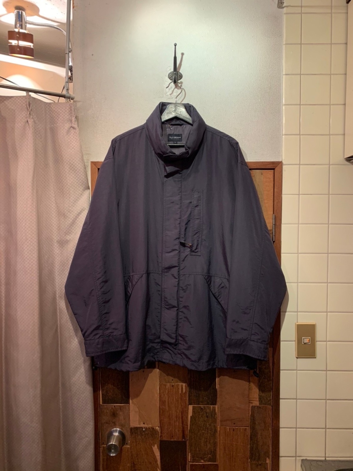 “cox” 「with hood」black nylon zip&tape half coat | LAUGH