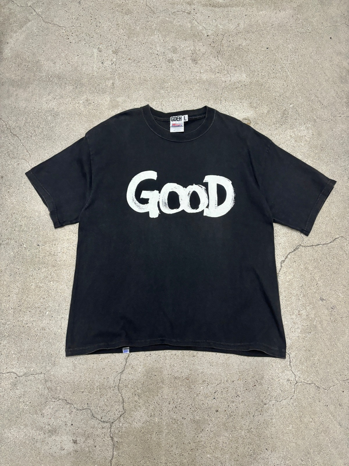 00s GOODENOUGH/Logo print Tee/2001年製/Hanesボディー/L/ロゴプリントT/Tシャツ/ブラック/GDEH ...