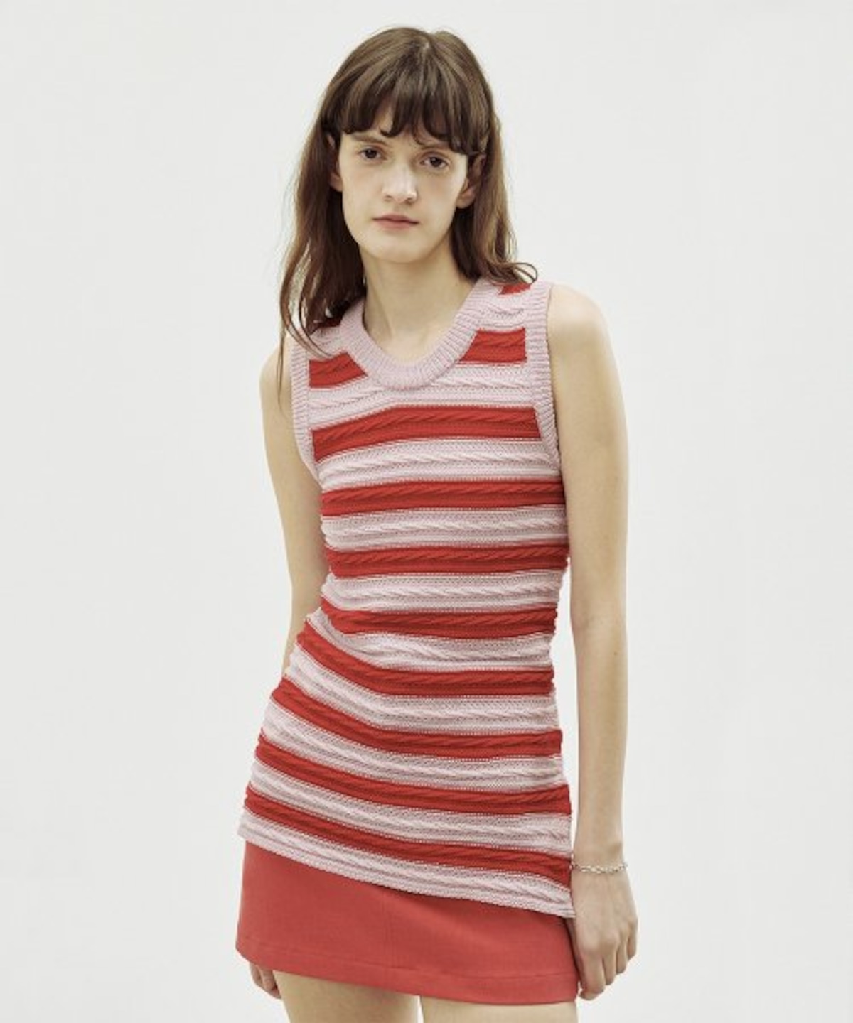 [SINOON] STRIPED KNIT SLEEVELESS TOP | もごつ