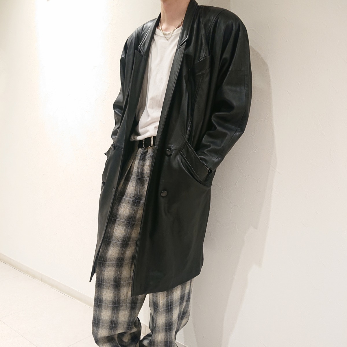 US Vintage- LEATHER CHESTER COAT BLK | eeff.