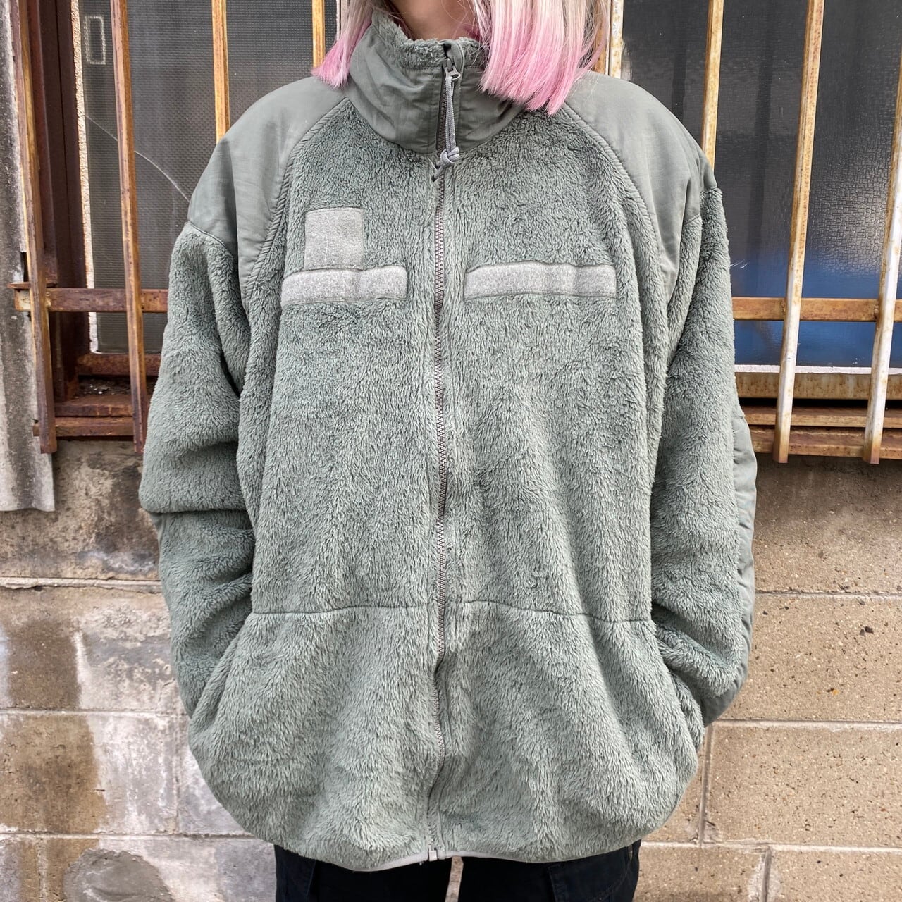 米軍実品 USMC ECWCS GEN3 POLATEC フリースジャケット メンズXL相当 古着 ミリタリー ポーラテック カーキ系 緑系 ...