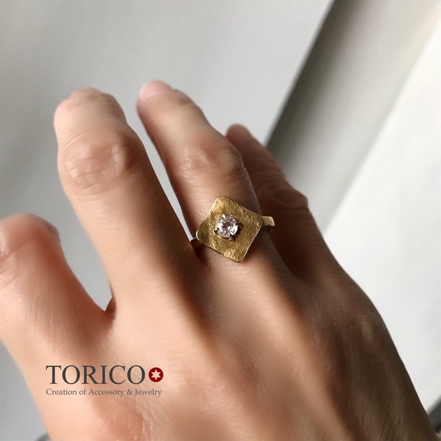 Square リング ゴールド(silver925) ＋ サファイア | TORICO