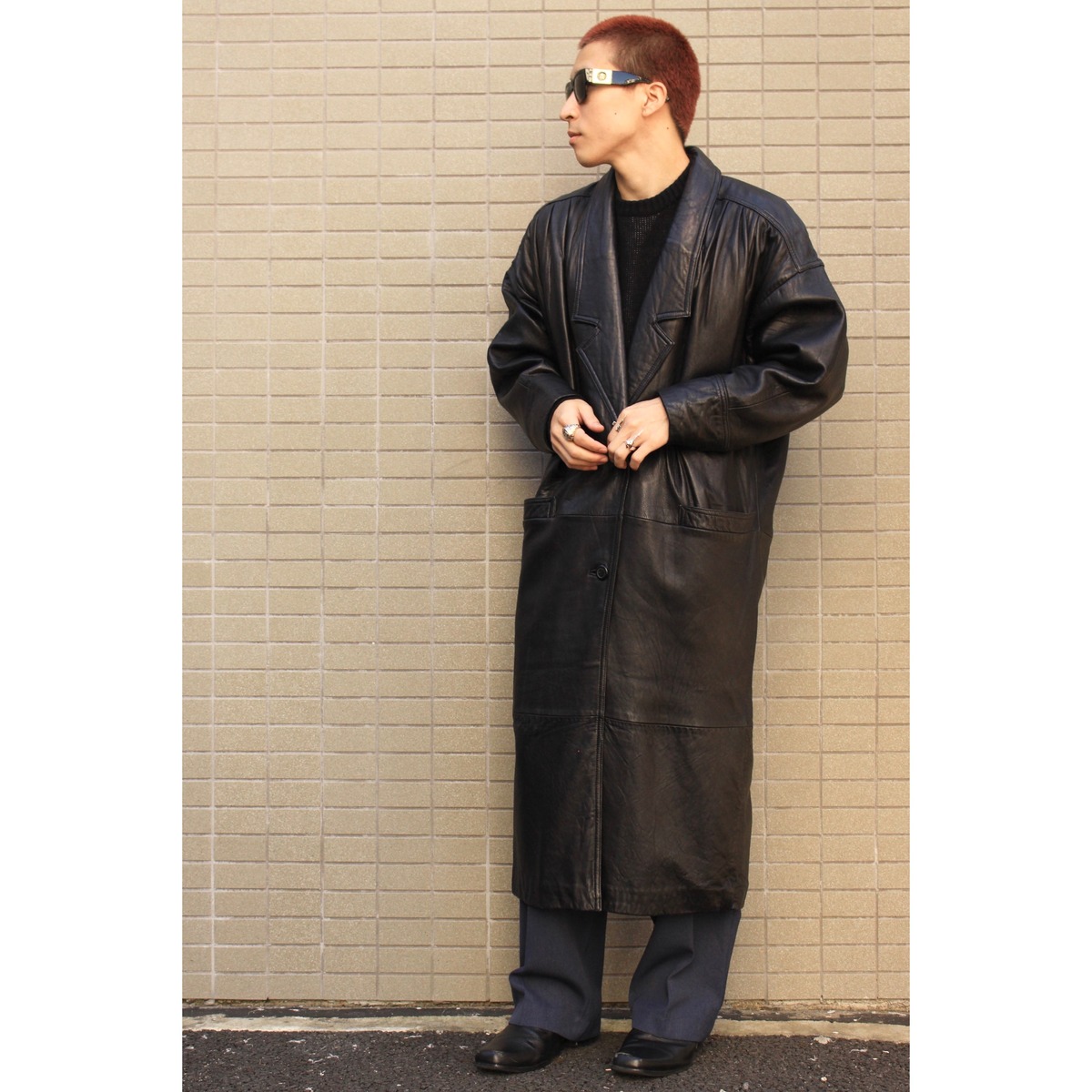 【COU】single leather long chester coat-5041- | cv