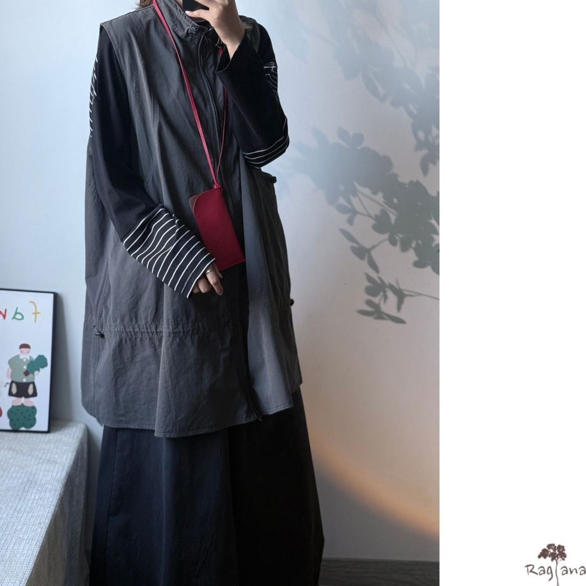 ジップアップ ロングベスト M 2col 250402 | Raglana