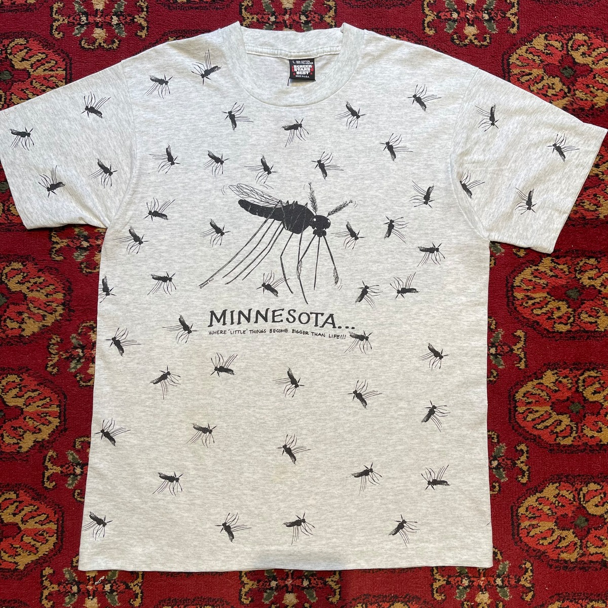 90’s USA 製 蚊 Tシャツ 両面プリント グレー L | 古着屋DIGDIG