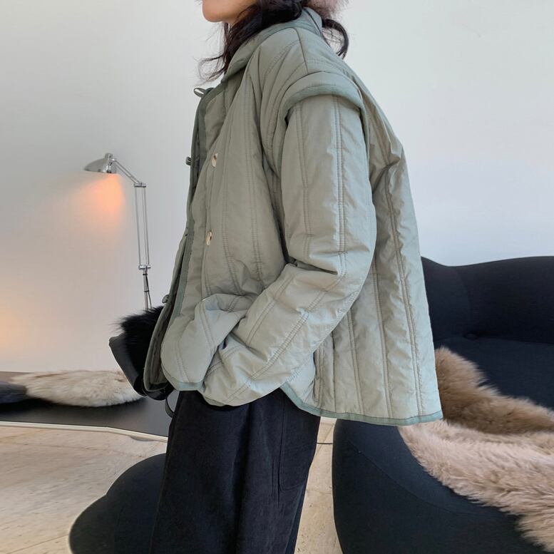 中綿ジャケットコート】ブルゾン 襟付き ミディアム丈 ゆったり キレイ