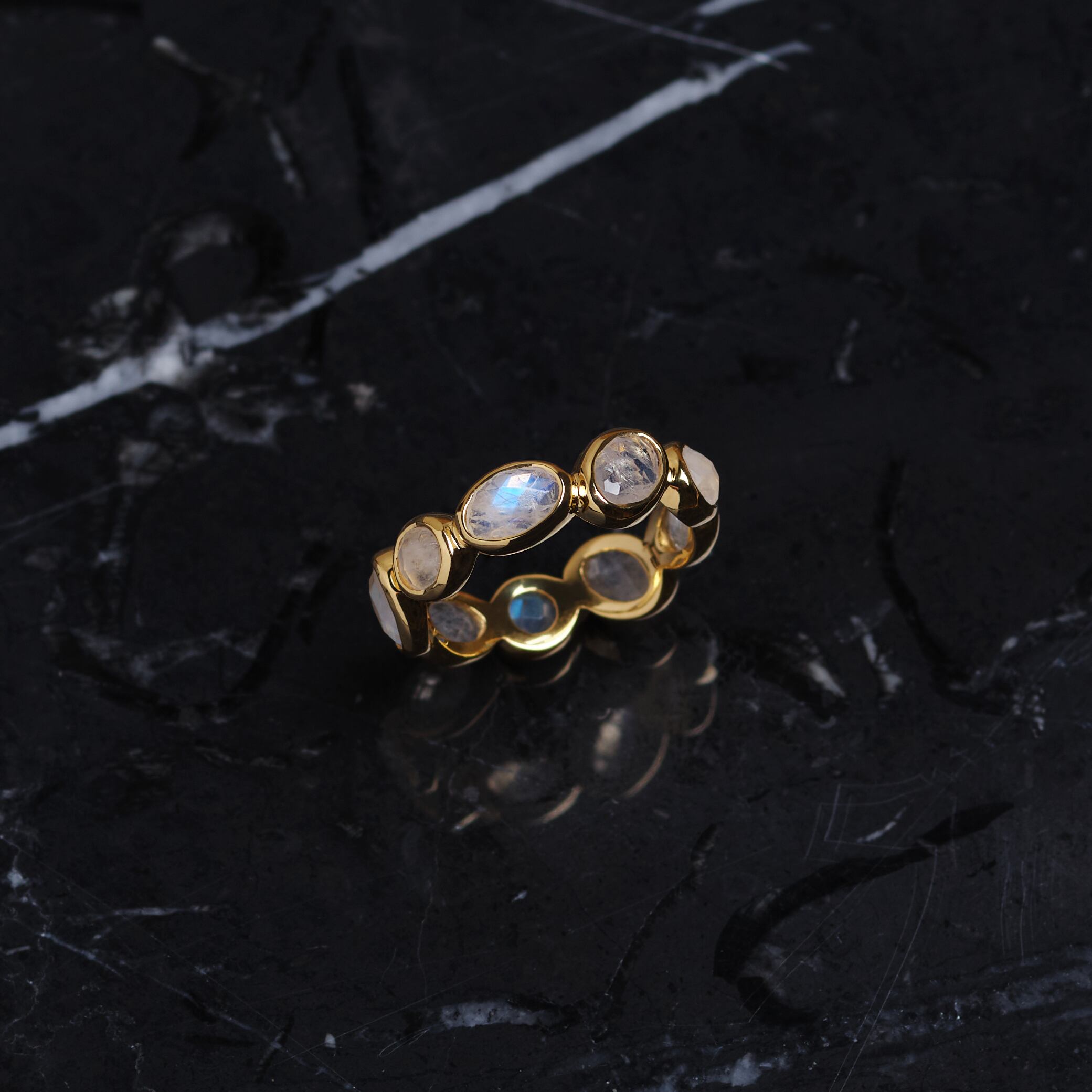 S925 RAINBOW MOON STONE ETERNITY RING | TOME JEWELRY