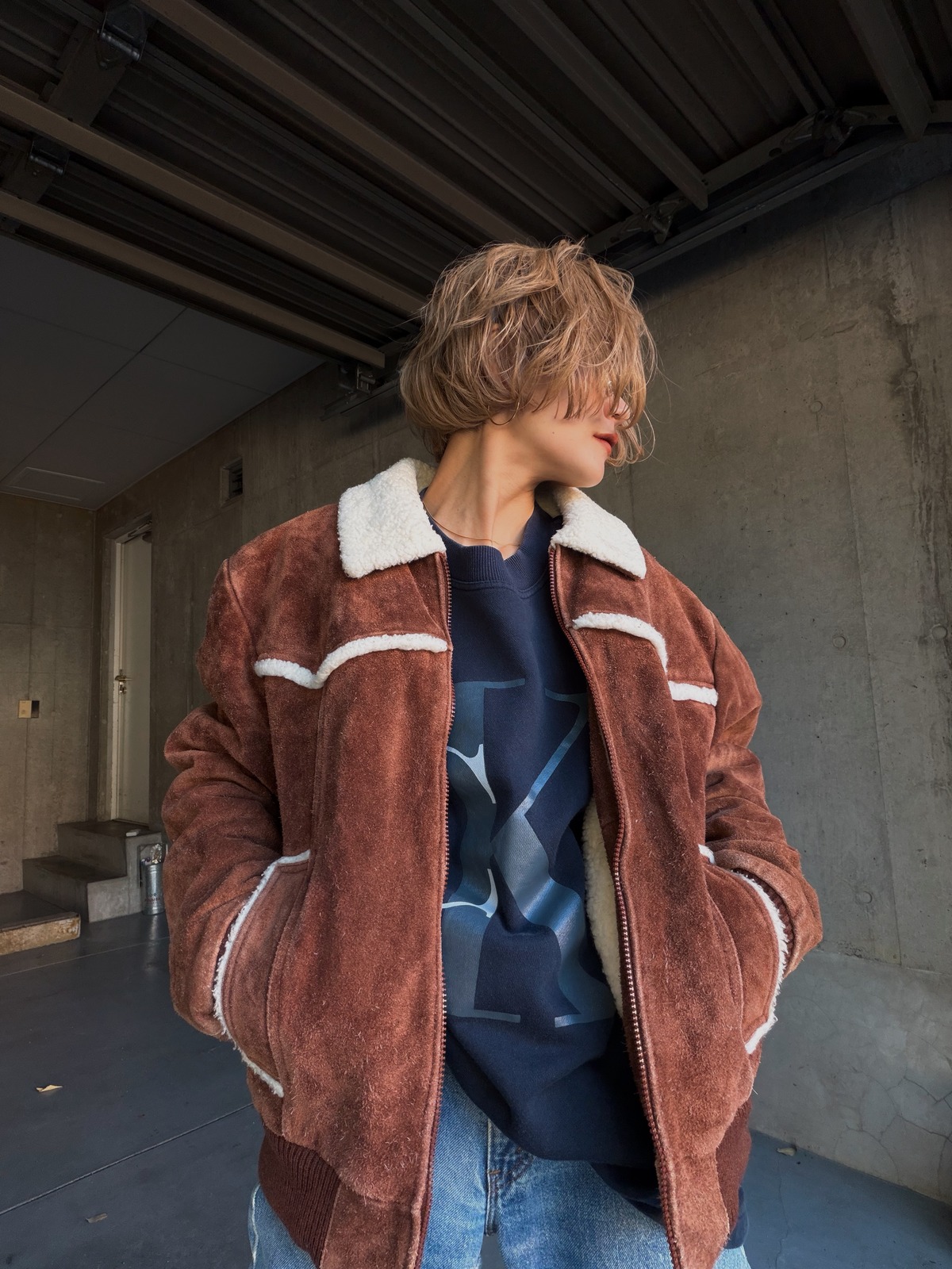 （OT1366）Suede leather boa jacket | OVERLAP CLOTHING