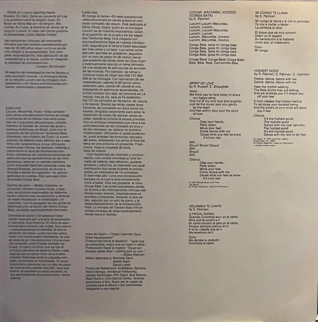 (エディ・パルミエリ）Eddie Palmieri – (褐色の守護神）Lucumi, Macumba, Voodoo (LP) | oleo ...