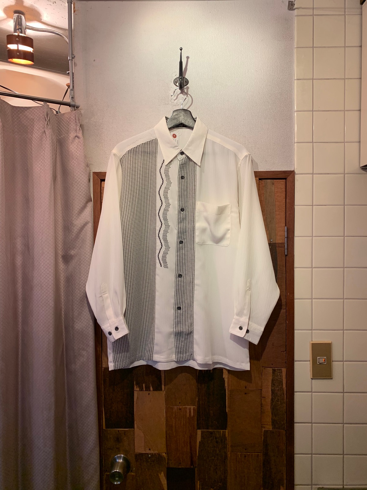 “REDENTORE” cream polyester unique pattern L/S shirt | LAUGH