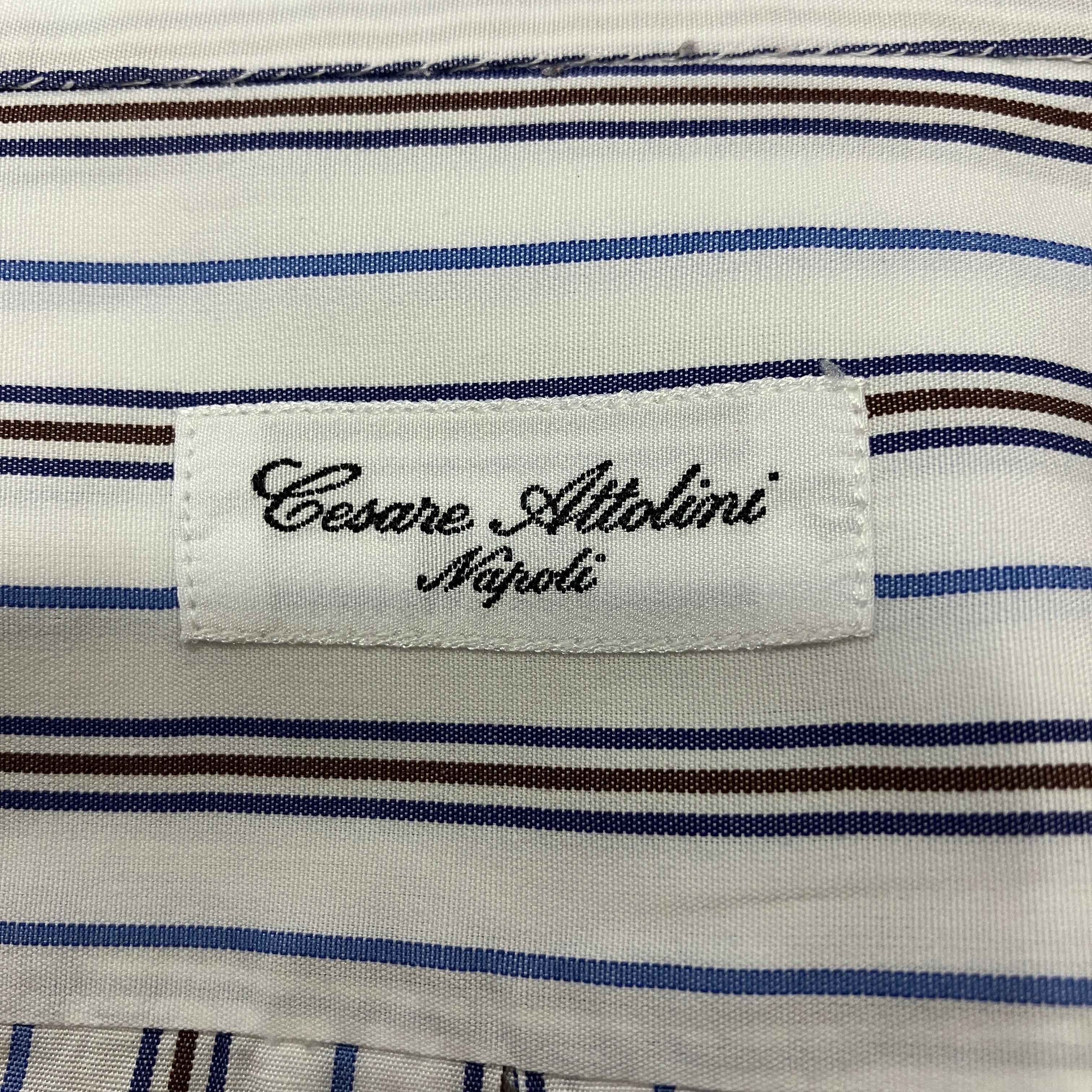 Cesare Attolini STRIPE BUTTON DOWN SHIRT 37 | safarionline