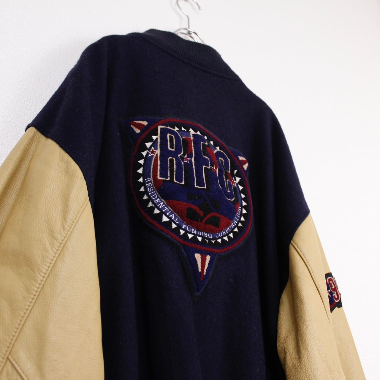 【act2】"GMAC RFC" Navy&Beige × Leather Vintage Loose Stadium Jacket ...