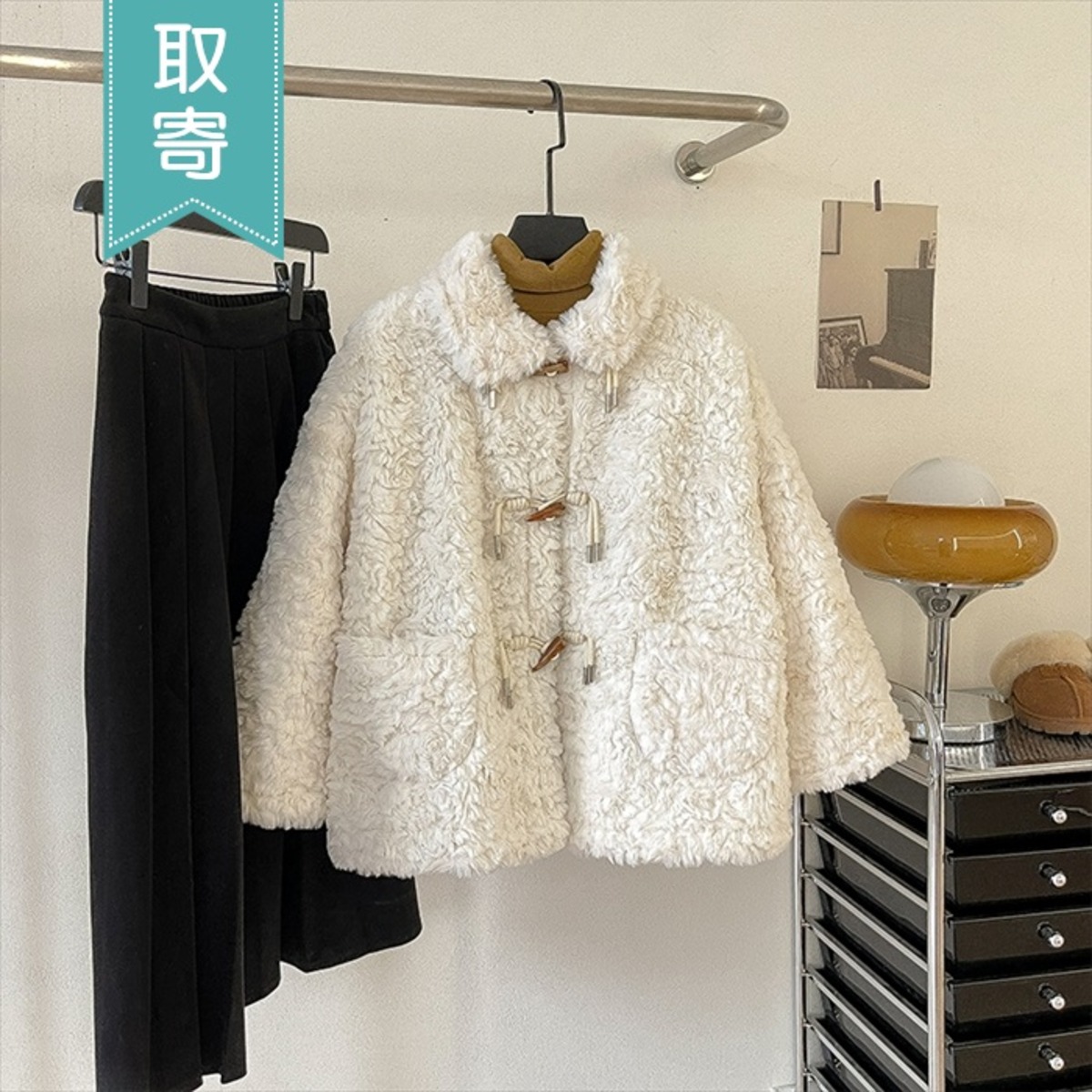 ボアジャケット 襟付き フロントボタン トグルボタン 防寒着 暖かい 華奢見え レディース アウター ※【取寄：発送目安14-21日営業日 ...