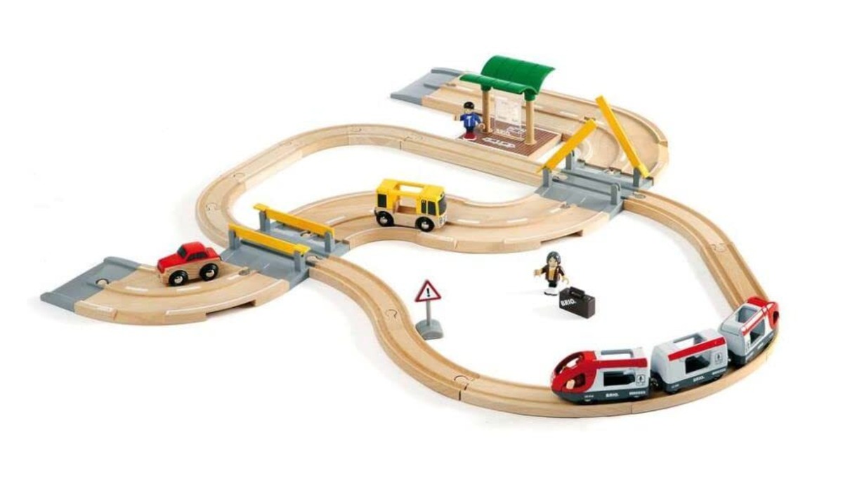 BRIO ( ブリオ ) WORLD レール&ロードトラベルセット [全33ピース] 対象年齢 3歳~ ( 電車 おもちゃ 木製 レール ) 33209 | loop0707