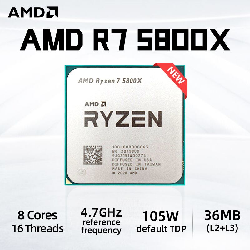 Amd ryzen 7 5800X新R7 5800X 3.8 ghz 8コア16スレッドcpuプロセッサ7NM L3 = 32メートル100 ...