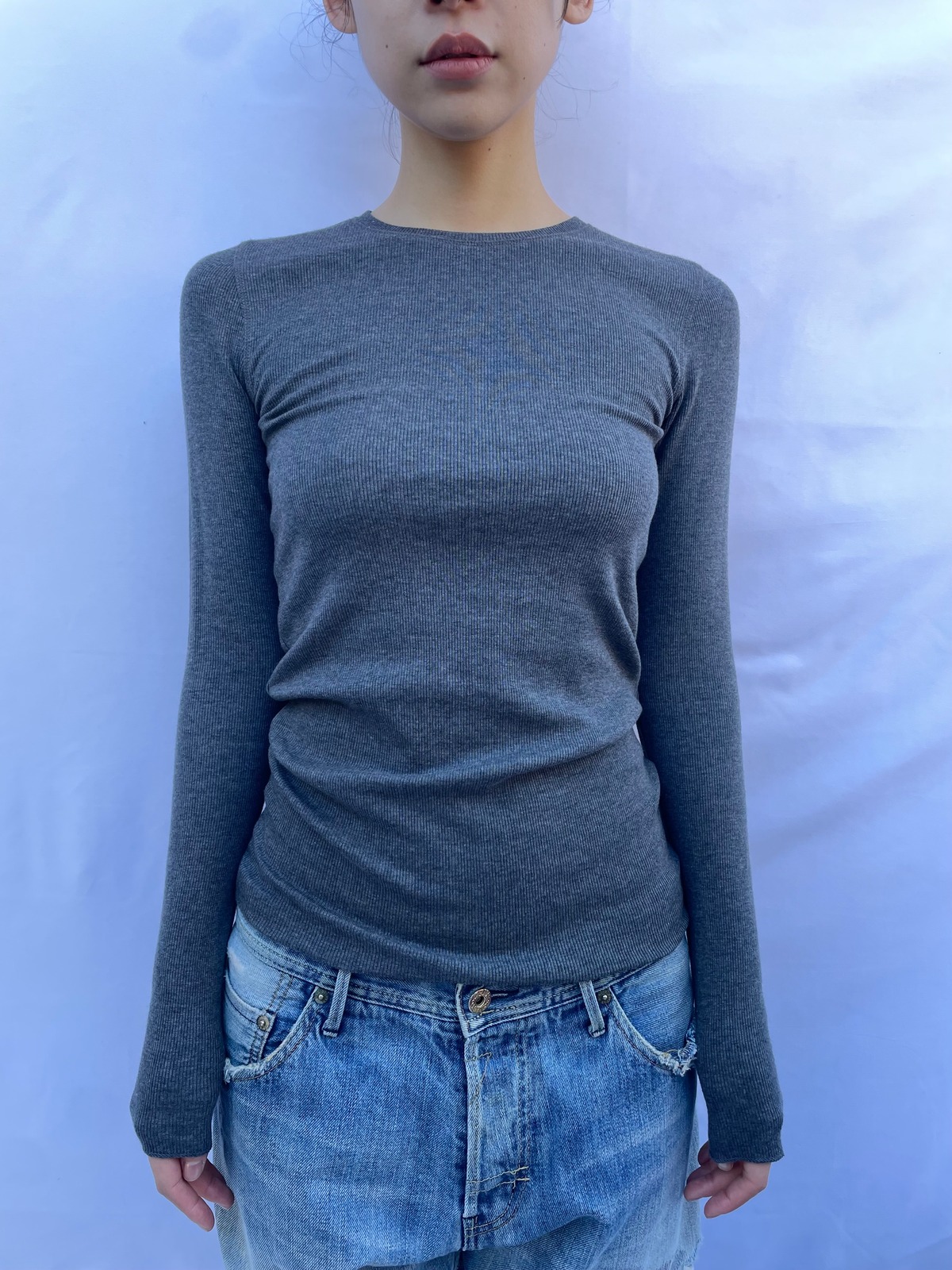 RALPH LAUREN ︎ Slim Rib Knit Sweater / grey | go pigeon