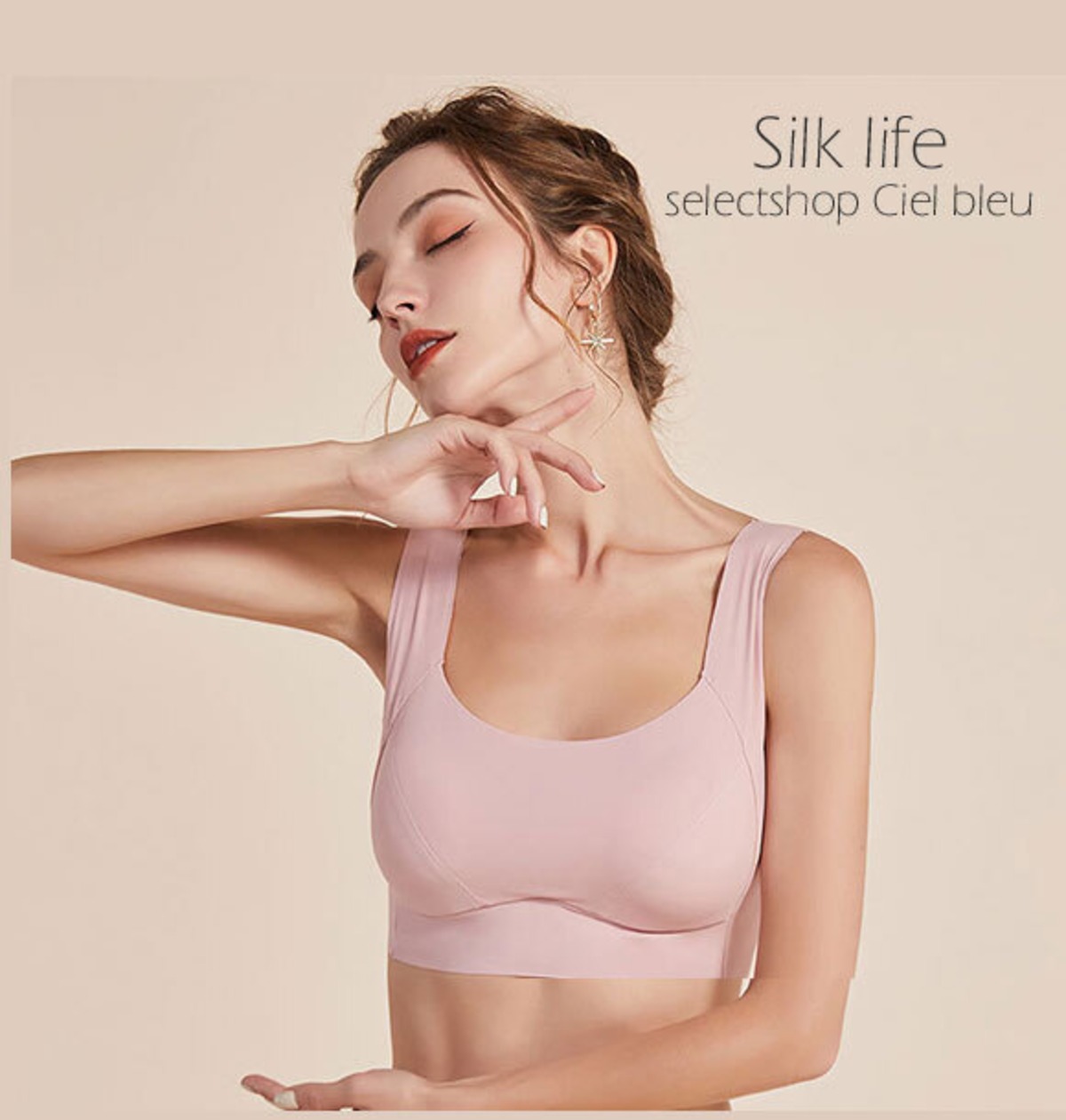 silklife シルクナイトブラ(ノンワイヤーホックなし)：ピンク：se3628pi | CielBleuシェルブルー**レディースセレクトショップ**