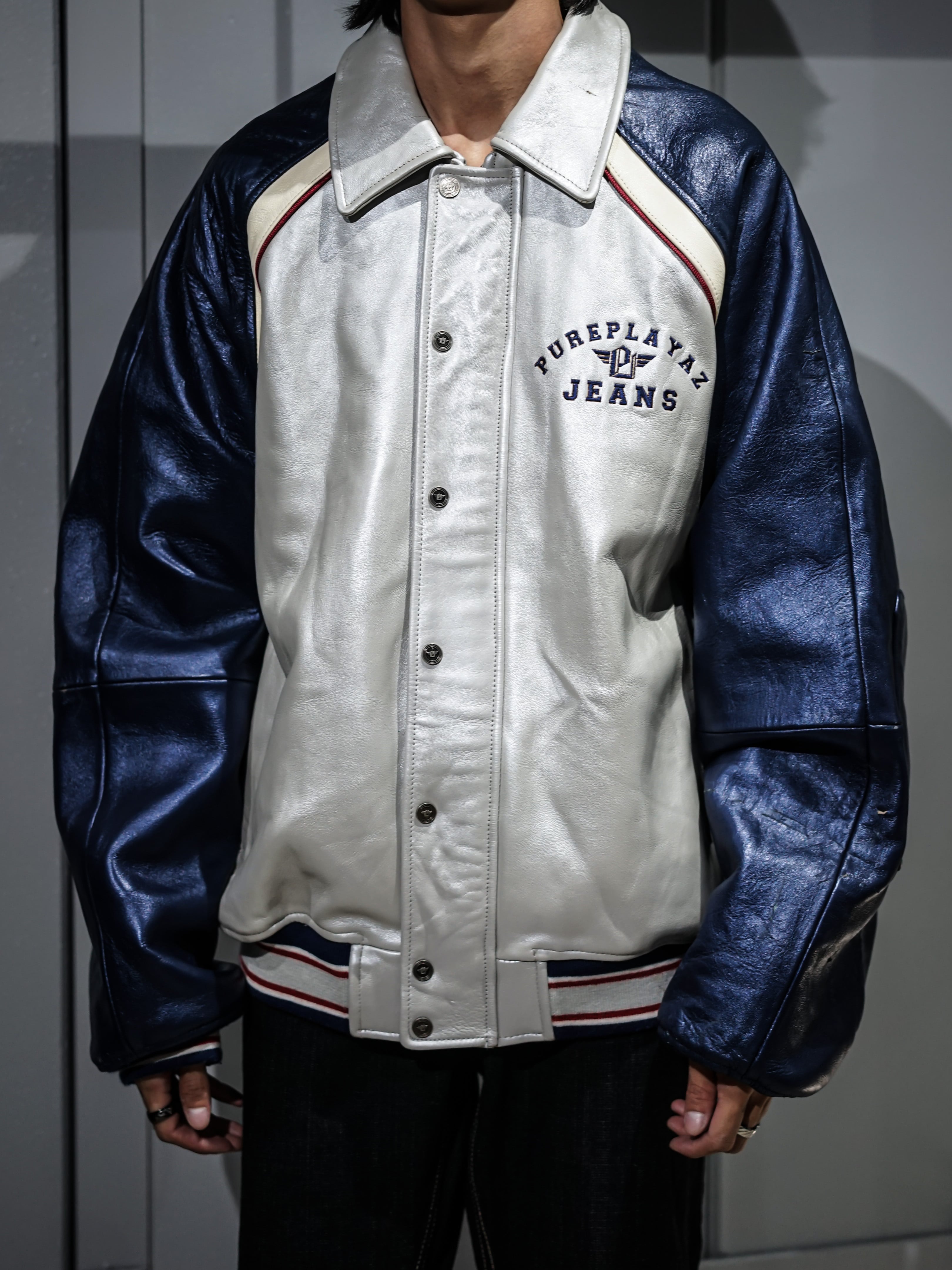 【add (C) vintage】"PURE PLAYAZ" Metallic Leather Stadium Jacket | Caka ...