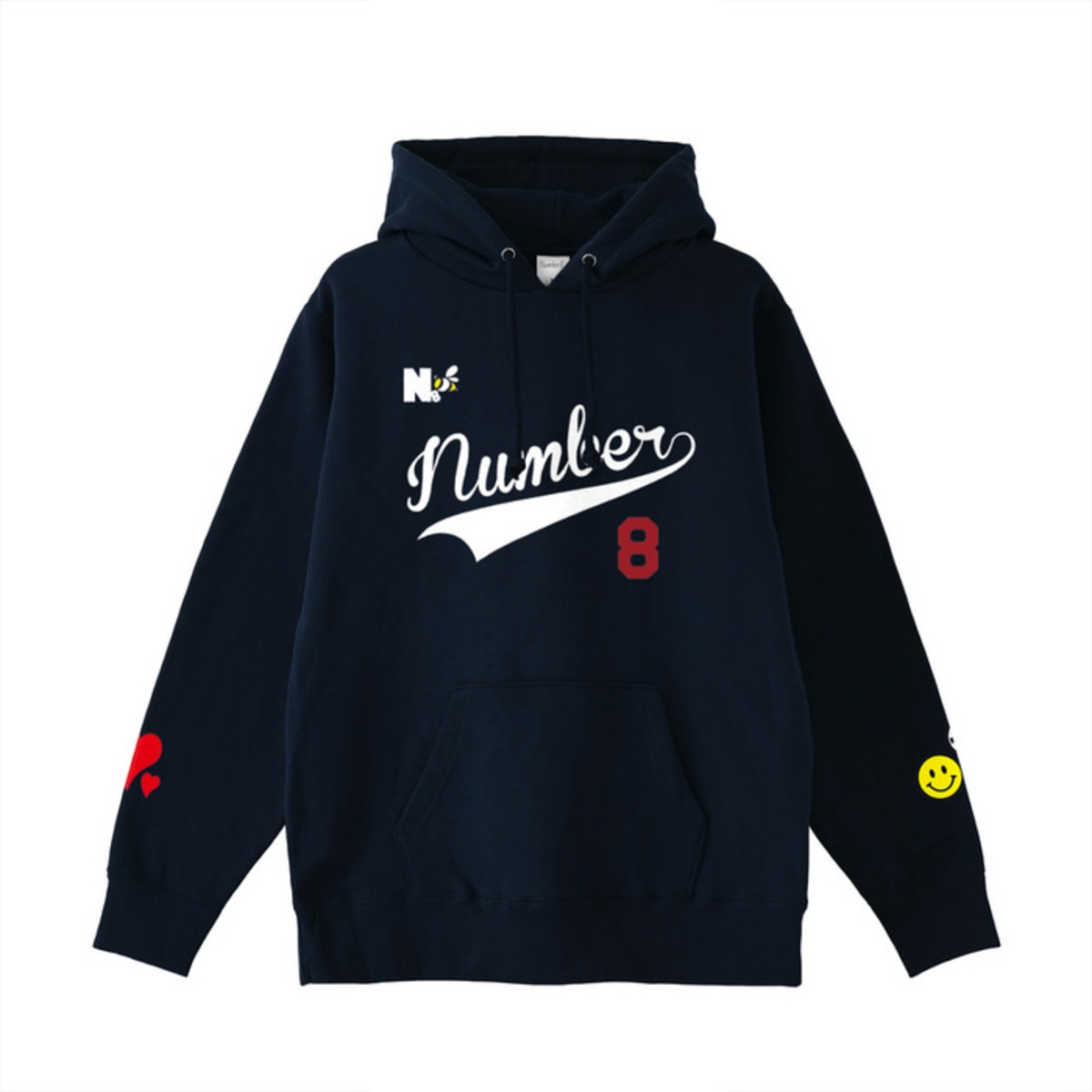 Number8ベースボールユニフォーム風ヘビーウェイト 裏起毛 プルオーバーパーカー ネイビー | Number8（ナンバーエイト）メンズファッション通販