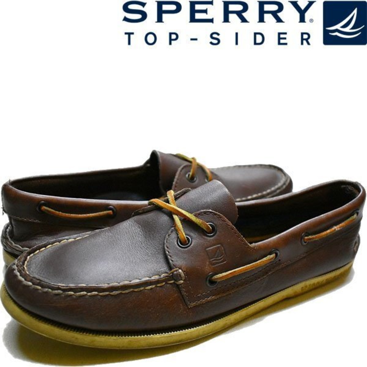 1点物 トップサイダーSPERRYスペリー革靴デッキシューズ古着メンズ27.5レディースOKアメカジ90sストリートMix中古レザーシューズ茶 ...