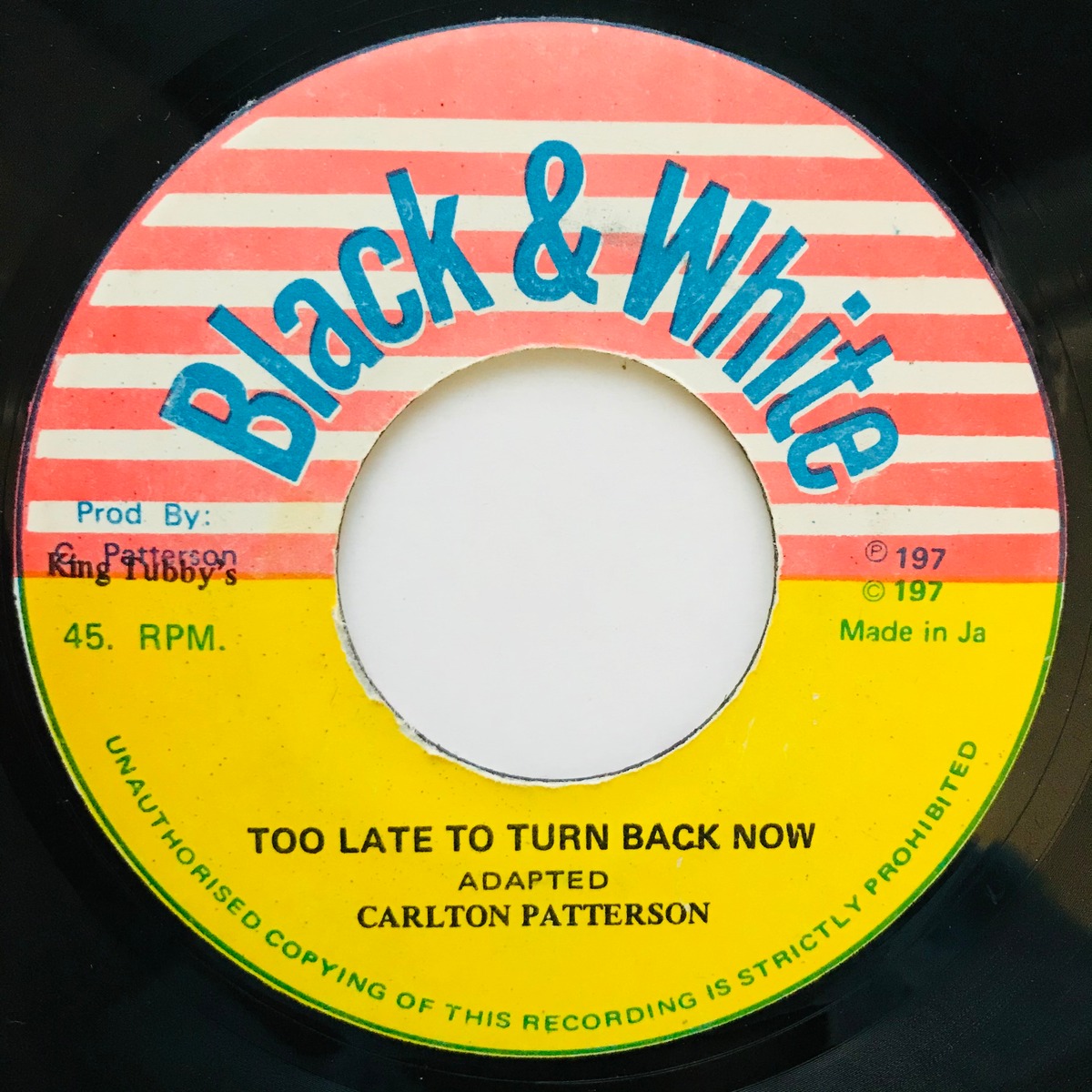 Carlton Patterson - Too Late To Turn Back Now【7-11039】 | Jamaican Soul