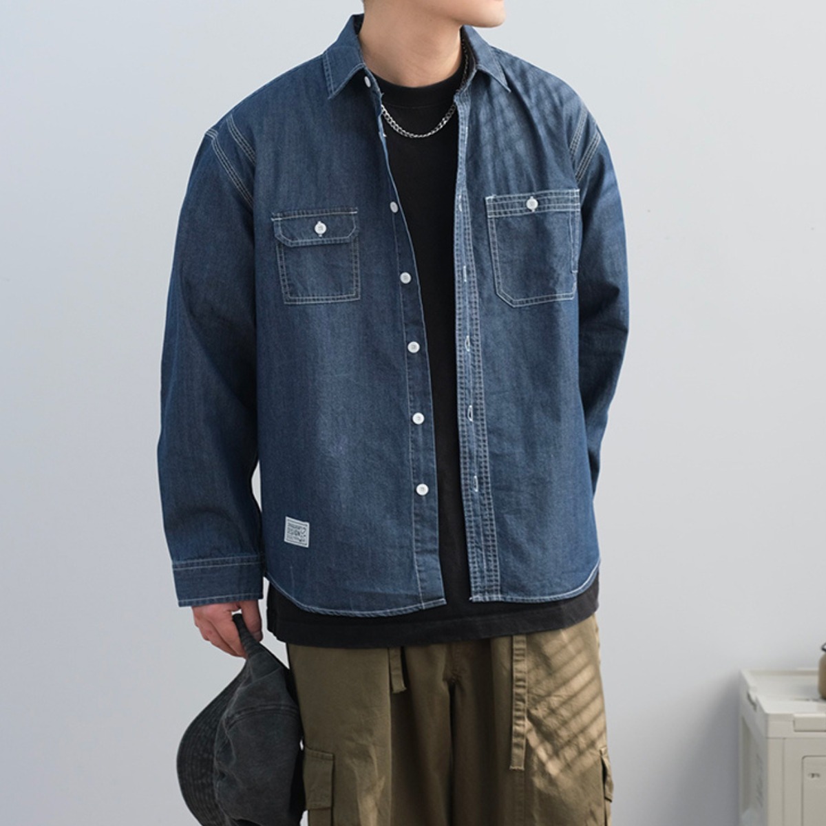 ステッチウォッシュデニムシャツ(2color)【220528】 | FunNa