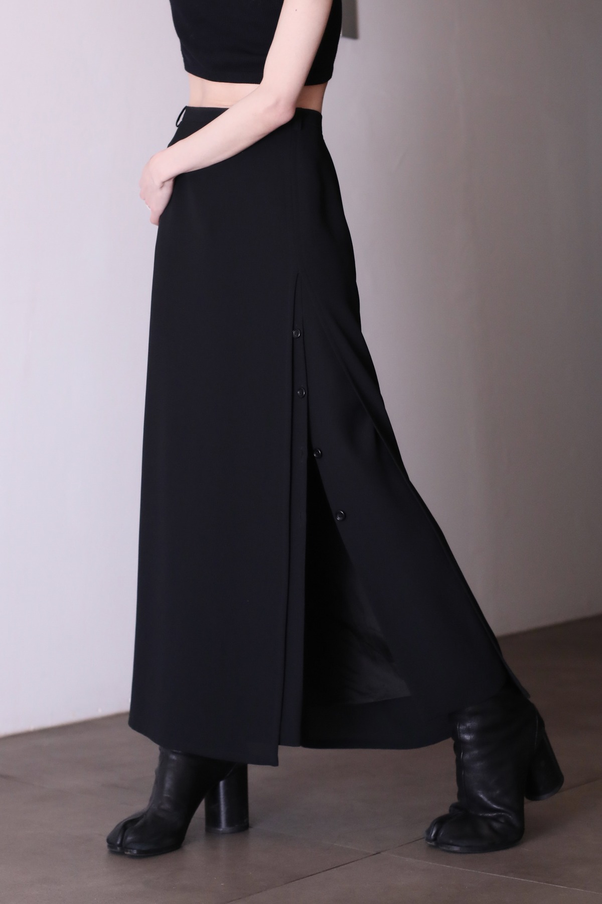 1990s deep silt layered design toromi fabric trousers skirt | oo vintage